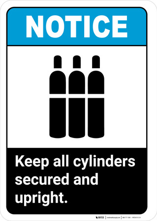 Notice: Keep All Cylinders Secured and Upright Portrait - Wall Sign ...