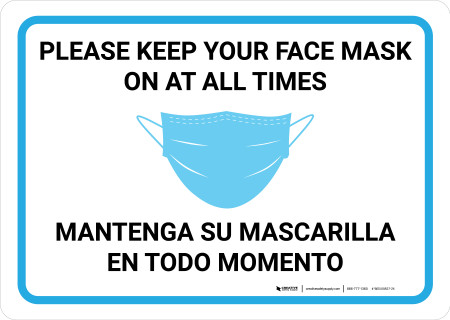 Please Keep Your Face Mask on at All Times Spanish Bilingual Landscape ...