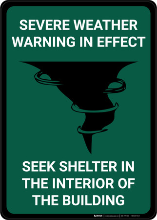 Severe Weather Warning in Effect Red Portrait - Wall Sign