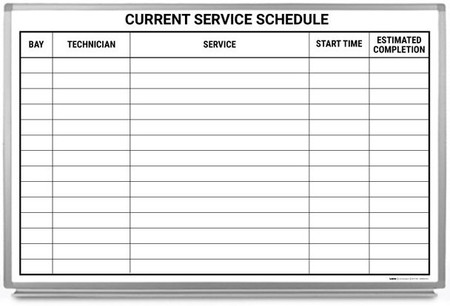 Current Service Schedule Dry Erase Board