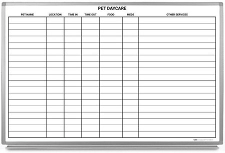 Pet Daycare Dry Erase Board