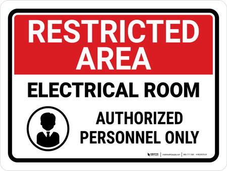 Restricted Area: Electrical Room with Icon Landscape - Wall Sign