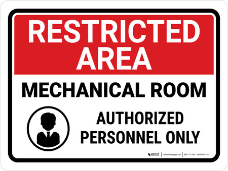 Restricted Area: Mechanical Room with Icon Landscape - Wall Sign
