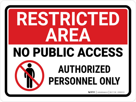 Restricted Area: No Public Access with Icon Landscape - Wall Sign