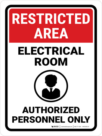 Restricted Area: Electrical Room with Icon Portrait - Wall Sign