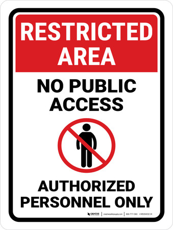 Restricted Area: No Public Access with Icon Portrait - Wall Sign