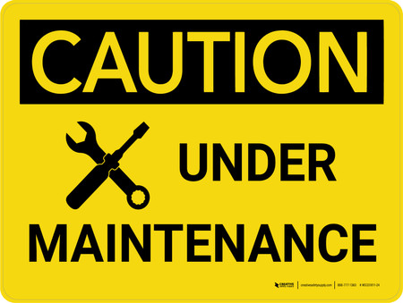 Caution: Under Maintenance With Icon Landscape - Wall Sign