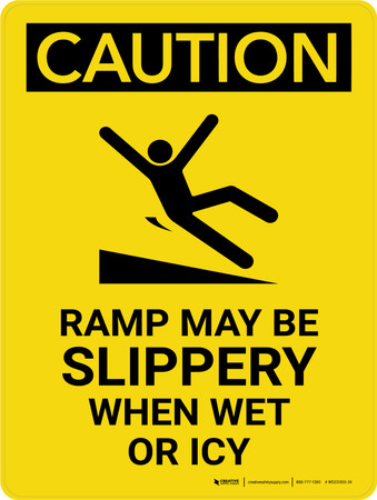 Caution: Ramp May Be Slippery When Wet or Icy Portrait - Wall Sign