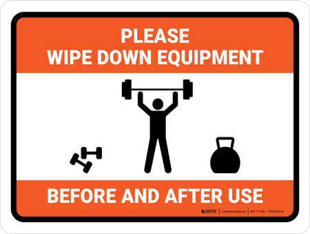 Please Wipe Down Equipment Before and After Use Landscape - Wall Sign