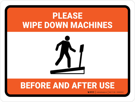 Please Wipe Down Machines Before and After Use Landscape - Wall Sign