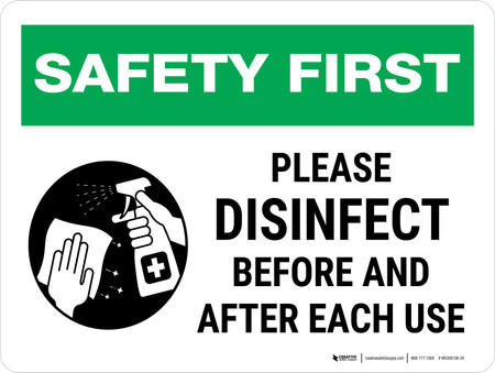 Safety First: Please Disinfect Before And After Each Use Landscape ...