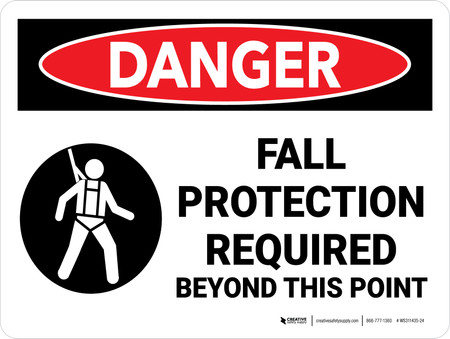 Danger: Fall Protection Required Beyond This Point Landscape - Wall Sign