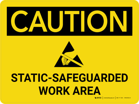 Caution: Static Safeguarded Work Area Landscape - Wall Sign