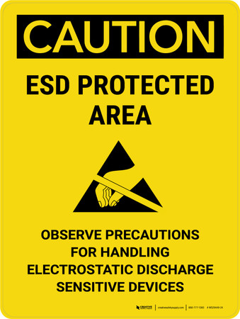 Caution: ESD Protected Area Portrait - Wall Sign