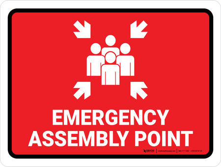 Emergency Assembly Point RED Landscape - Wall Sign
