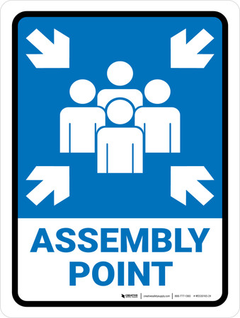 Assembly Point Blue Portrait - Wall Sign