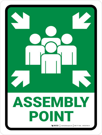 Assembly Point Green Portrait - Wall Sign