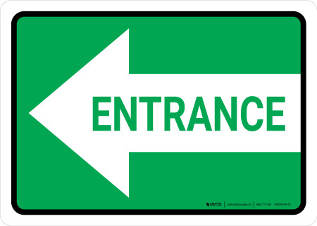 Entrance Left Arrow Green Landscape - Wall Sign