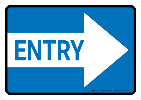 Entry Right Arrow Blue Landscape - Wall Sign