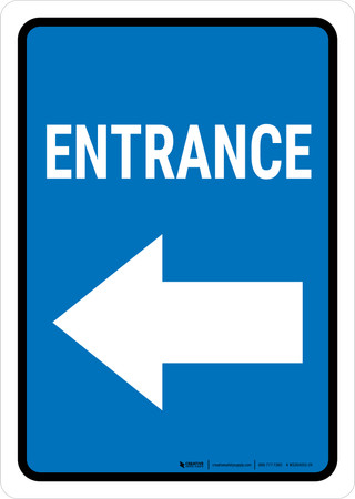 Entrance Left Arrow Blue Portrait - Wall Sign