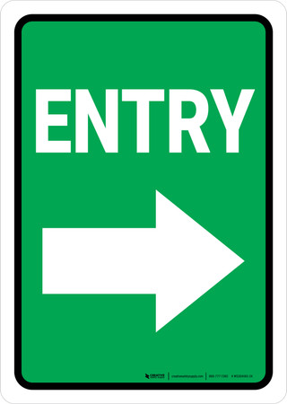 Entry Right Arrow Green Portrait - Wall Sign