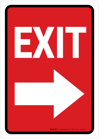 Exit Right Arrow Red Portrait - Wall Sign