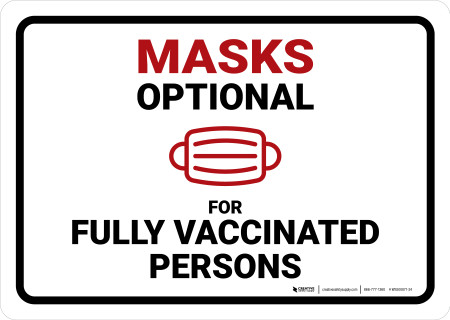 Mask Optional For Fully Vaccinated Persons Landscape - Wall Sign