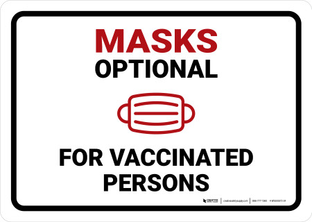 Mask Optional For Vaccinated Persons Landscape - Wall Sign