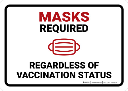 Mask Required Regardless Of Vaccination Status Landscape - Wall Sign