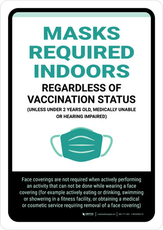 Mask Required Indoors Portrait - Wall Sign