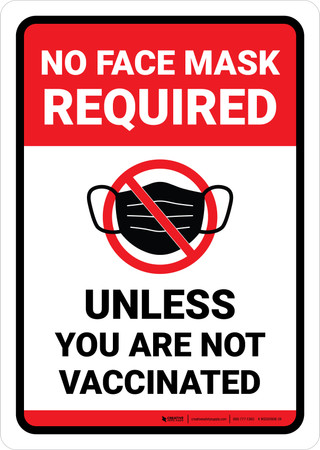 No Face Mask Required Unless Portrait - Wall Sign