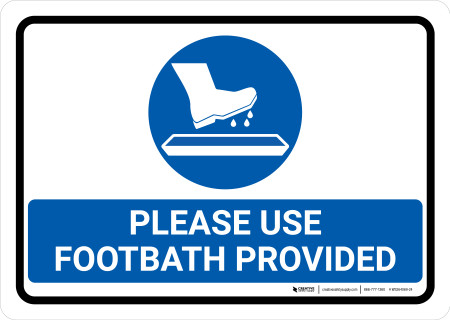 Please Use Footbath Provided with Icon Landscape - Wall Sign