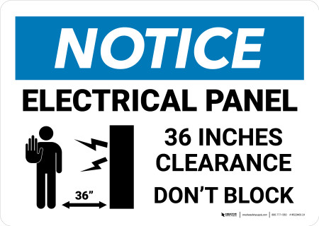 Notice: Electrical Panel 36 in Clearance Do Not Block Landscape - Wall ...