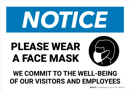 Notice: Please Wear A Face Mask Landscape - Wall Sign