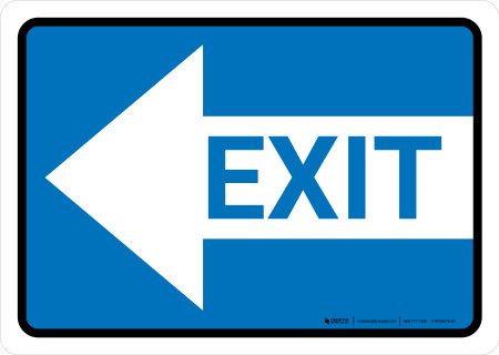 Exit Left Arrow Blue Landscape - Wall Sign