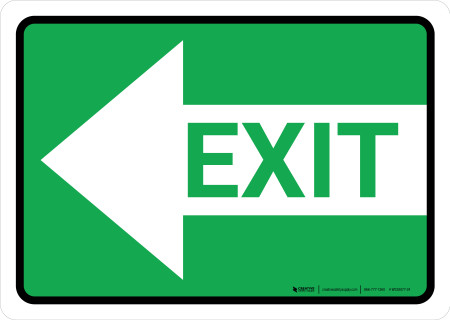 Exit Left Arrow Green Landscape - Wall Sign