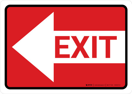 Exit Left Arrow Red Landscape - Wall Sign