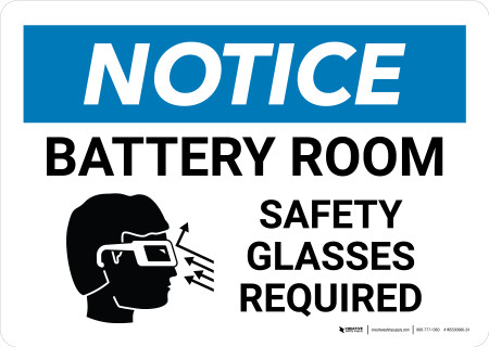 Notice: Battery Room Safety Glasses Required with Icon Landscape - Wall ...