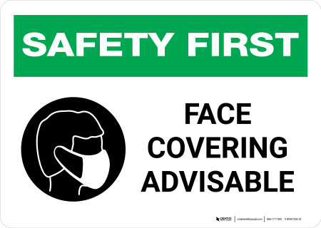 Safety First: Face Covering Advisable with Icon Landscape - Wall Sign