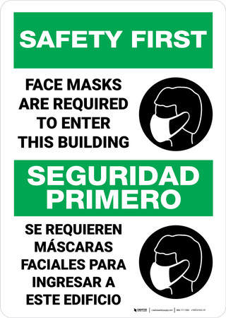 Safety First: Face Mask Required To Enter This Building Bilingual ...