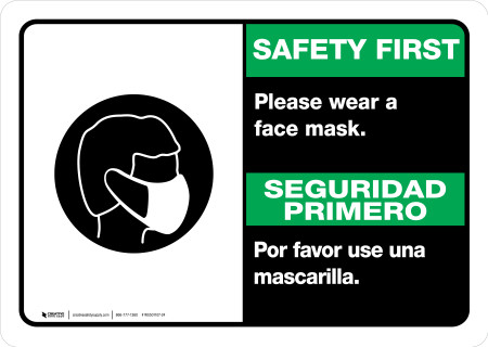 Safety First: Please Wear A Face Mask Bilingual Spanish Landscape ...
