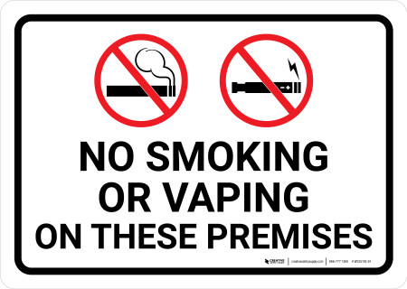 No Smoking Or Vaping In This Premises with Icons Landscape - Wall Sign