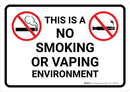 This Is A No Smoking Or Vaping Environment with Icons Landscape - Wall Sign