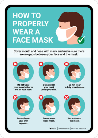 How To Properly Wear A Face Mask V2 Portrait - Wall Sign