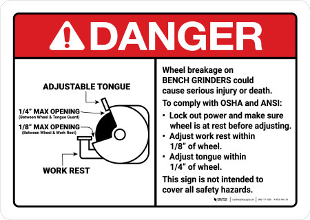 Danger: Wheel Breakage Bench Grinder Guidelines ANSI with Diagram ...