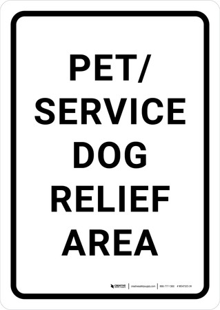 Pet or Service Dog Relief Area Portrait - Wall Sign