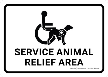 Service Animal Relief Area with Icon Landscape - Wall Sign