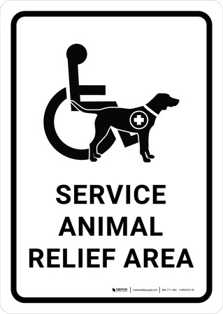 Service Animal Relief Area with Icon Portrait - Wall Sign