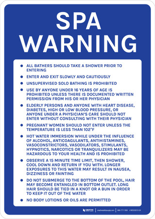 Delaware Spa Warning Portrait - Wall Sign | Creative Safety Supply