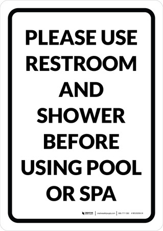 Please Use Restroom and Shower Before Using Pool or Spa Portrait - Wall ...